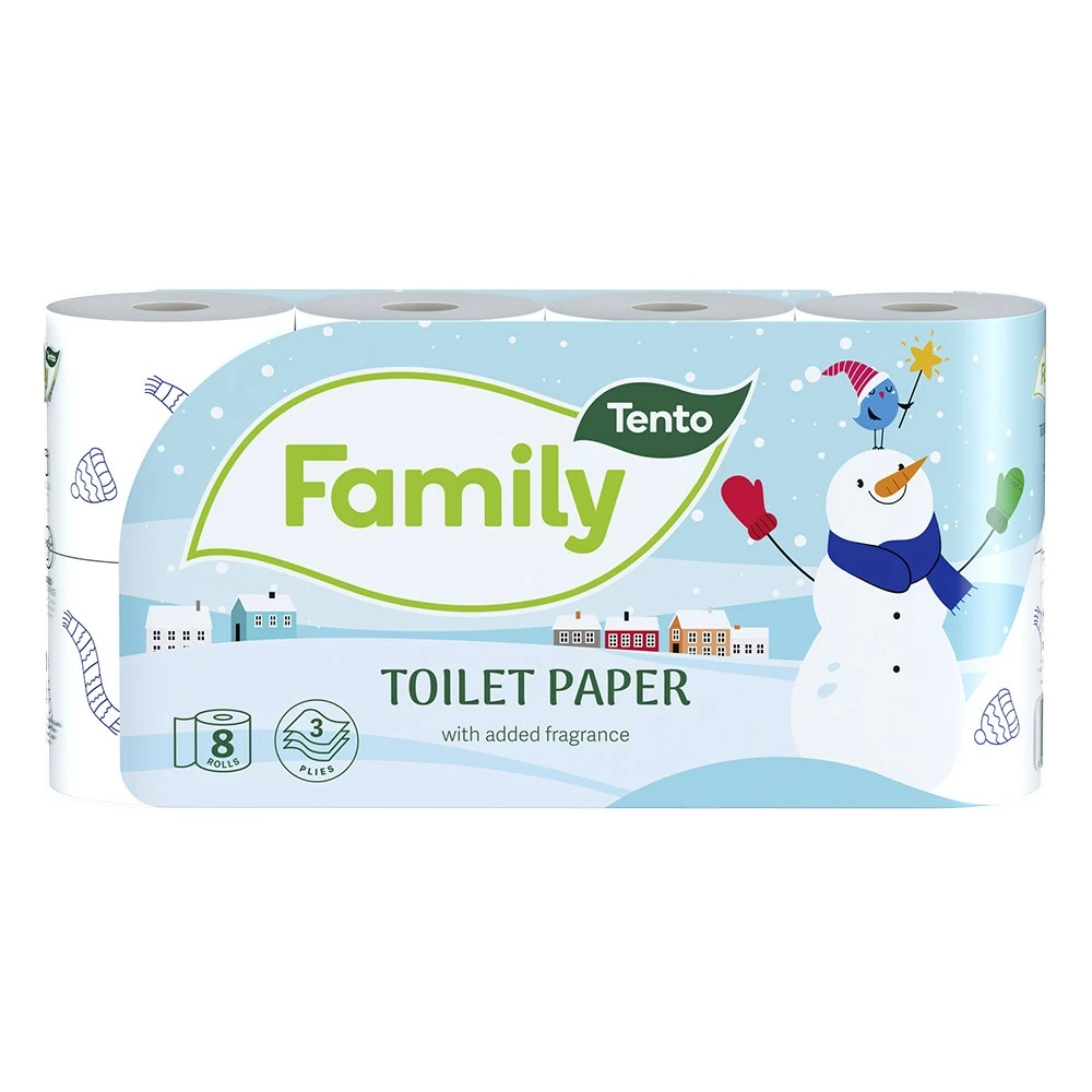 Toalettpapír TENTO Family Christmas white fehér 8 tekercses 3 rétegű ...