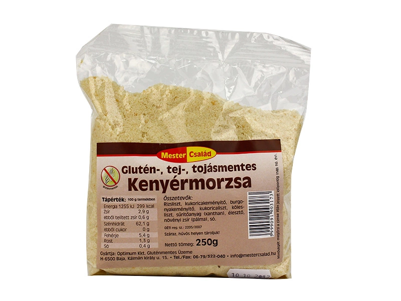 GLUTÉNMENTES MESTER CSALÁD KENYÉRMORZSA 250G | pcx.hu