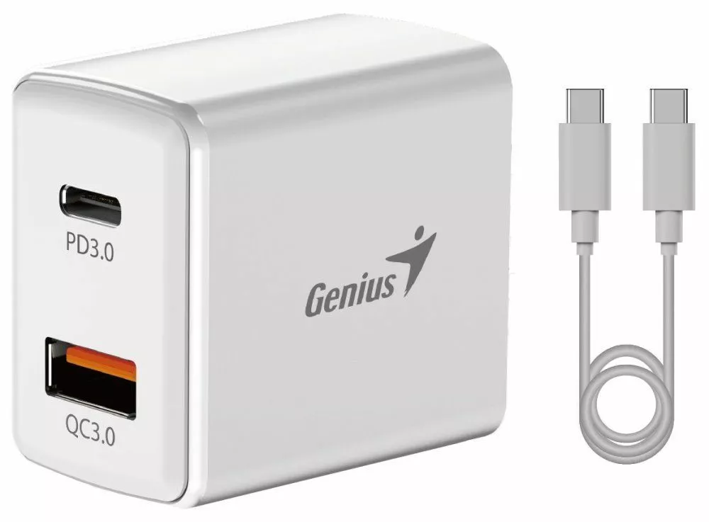 Genius PD-20ACP 20W USB/Type-C fehér hálózati adapter + kábel ...