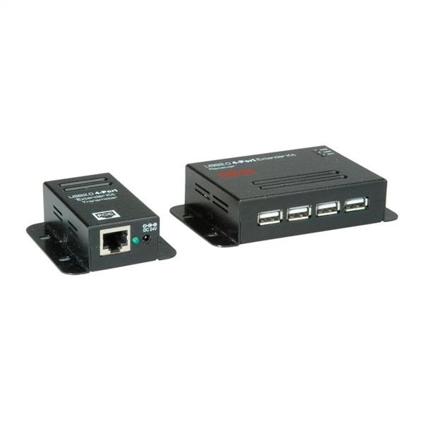 ROLINE Extender USB 2.0 - RJ45 CAT5e/CAT6, PoC, 4 port, 50m-ig, fekete ...