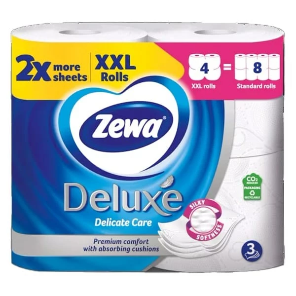 Toalettpapír ZEWA Deluxe 3 rétegű 4 tekercses Delicate Care 3228 | pcx.hu